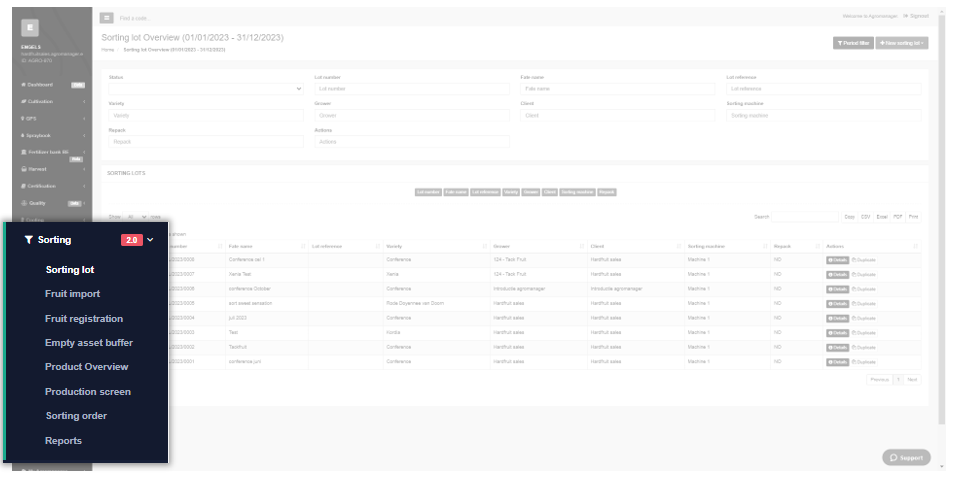 How do I add a new sortinglot? – Agromanager