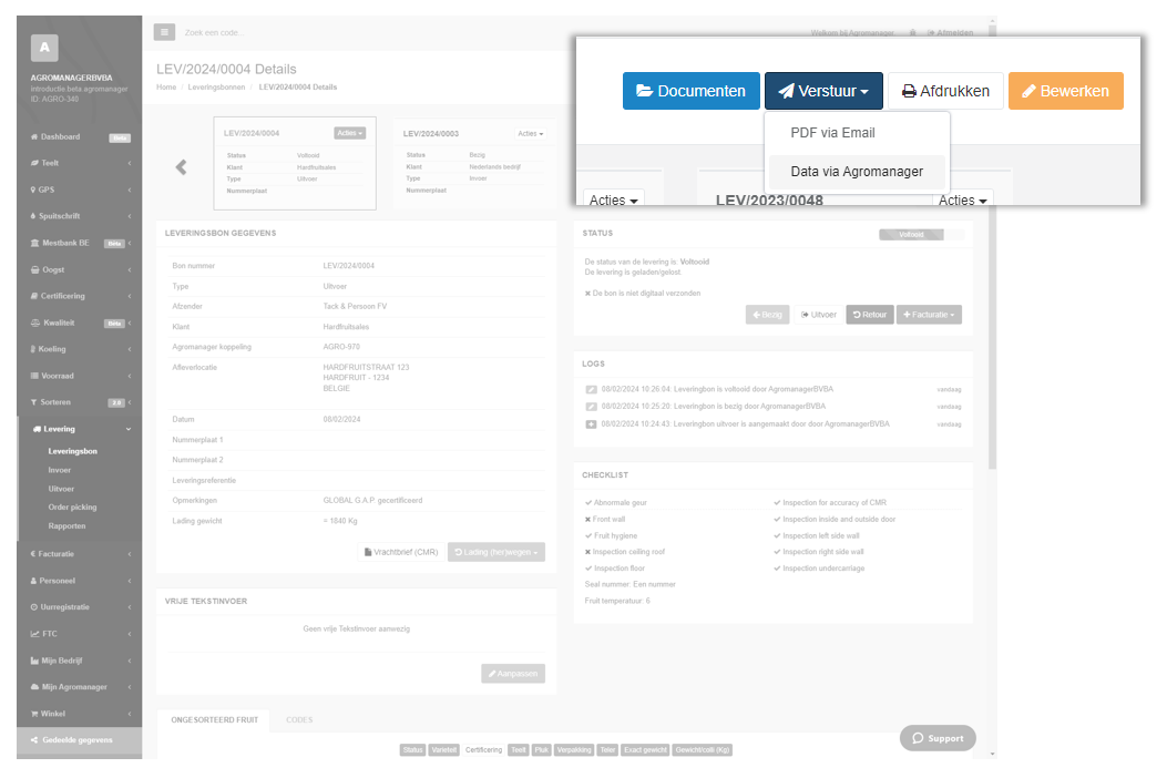 Hoe verstuur ik mijn data via Agromanager – Agromanager
